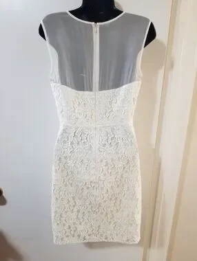 Diane Von Furstenberg | Dresses | Dvf Lace Overlay Cocktail Dress Ivory ...